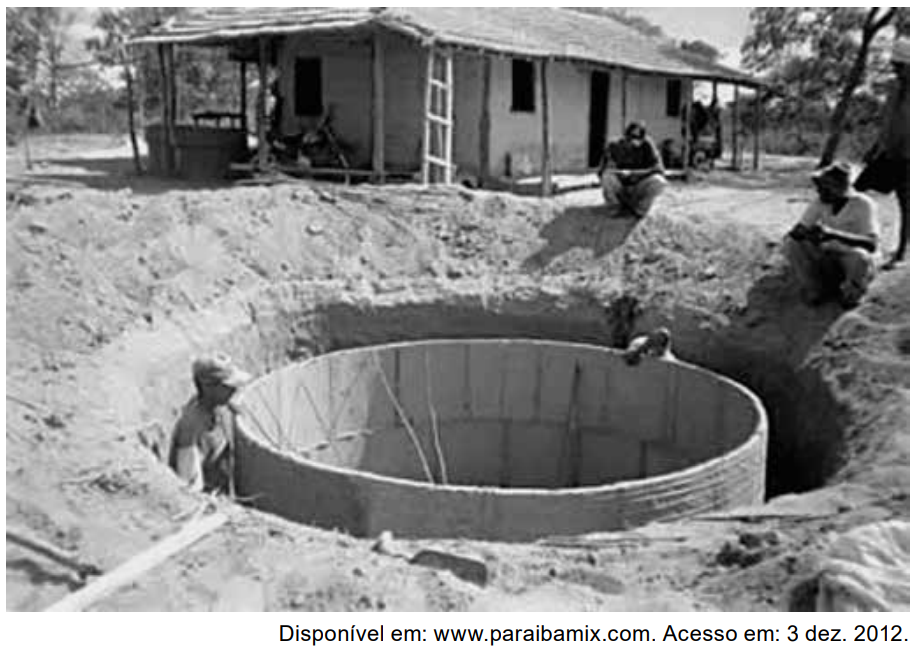 ENEM 2023 - A foto mostra a construção de uma cisterna destinada ao ...
